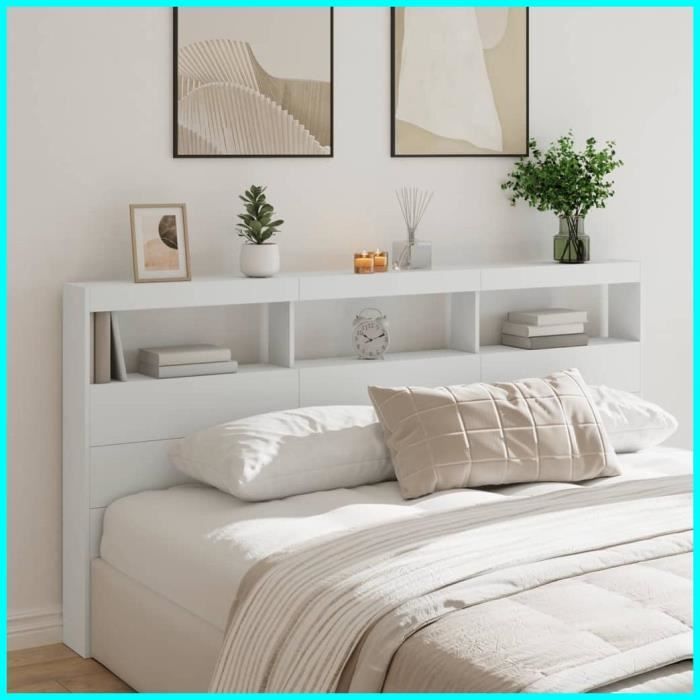 DXBK Armoire tête de lit avec LED blanc 200x17x102 cm 839217 ...