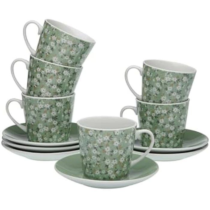 Tasses à café - VERSA - Lot de 6 - Porcelaine - Multicolore - Design contemporain - Cdiscount Maison