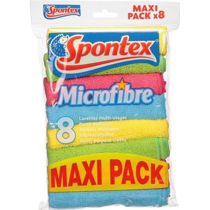 SPONTEX Microfibre Maxi Pack 8 lavettes - Cdiscount Au quotidien