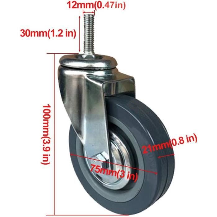 Roues Pivotantes À Tige,Roulettes Lourd Pour Meubles Chariot,Roulettes ...