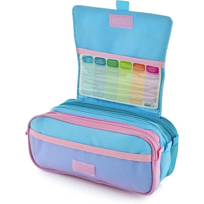 Trousse Scolaire Triple Avec Grandes Poches Intérieures Et Fermeture ...