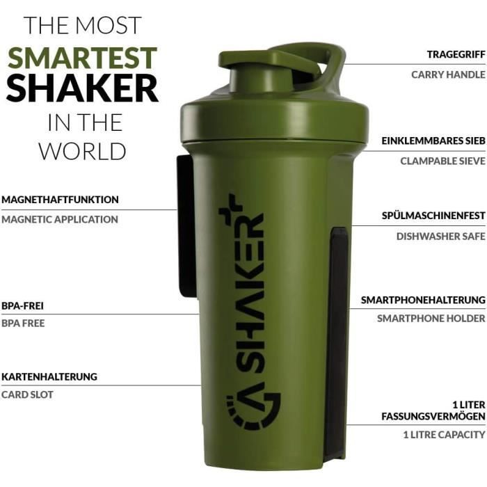 GA Shaker+ 2.0: L original - 7en1 Shaker pour boissons protéinées avec ...