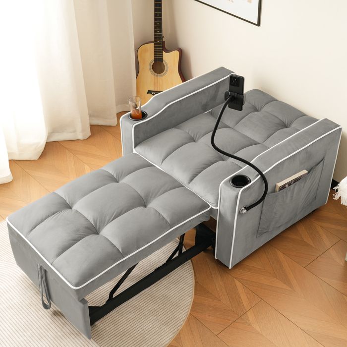 Canapé - lit simple extensible 3 en 1 - avec porte - gobelets et porte ...
