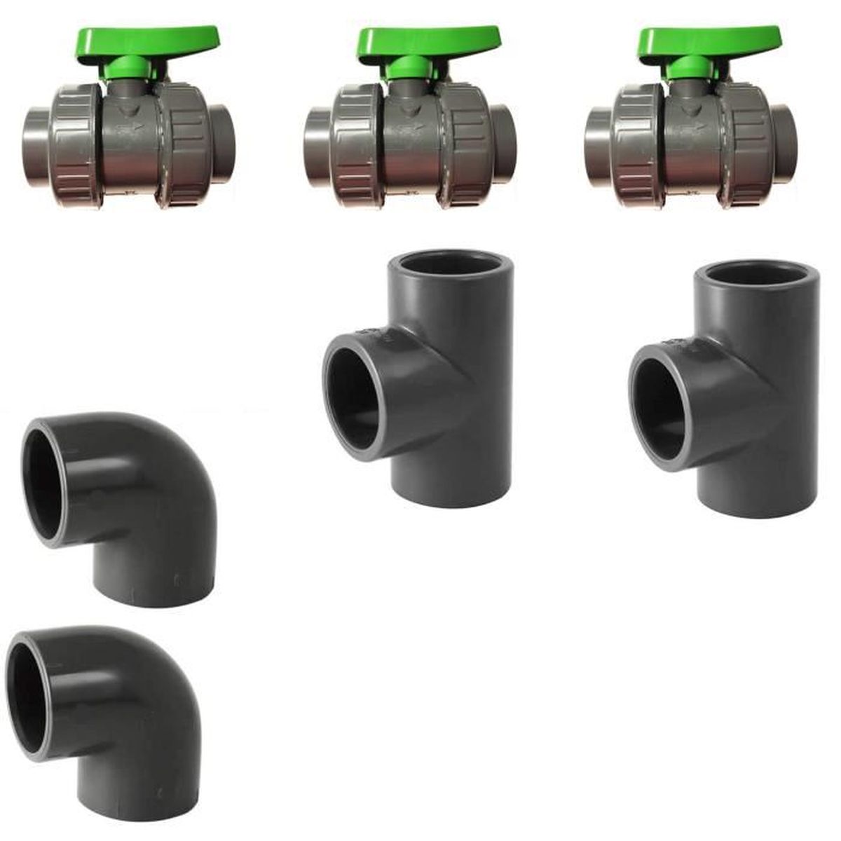 PVC Pression Kit Bypass 50mm 3 X Vannes 50mm / 2 X Té 50mm / 2X Coudes ...