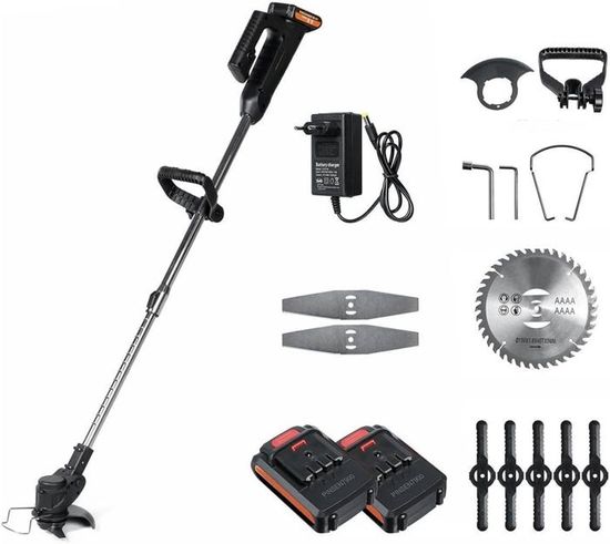 Wireless Weed Wacker Tondeuse à Gazon sans Fil 21 V Coupe-Herbe électrique Tondeuse réglable ...