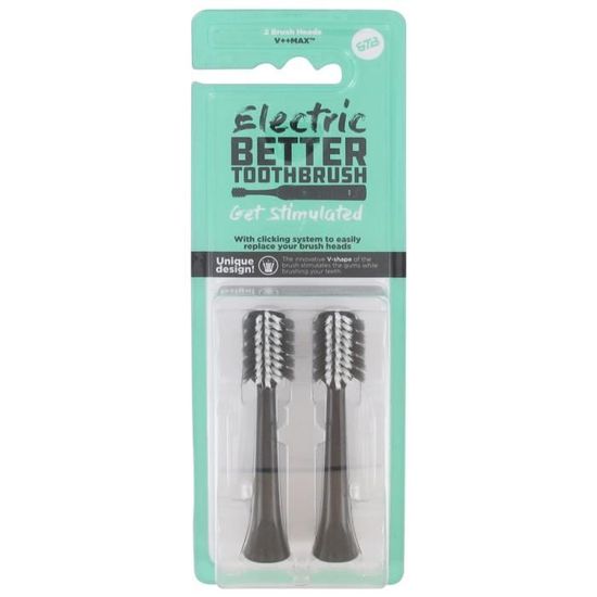Better Toothbrush Electric V++ Max 2 Têtes de Rechange (Couleur : Noir ...