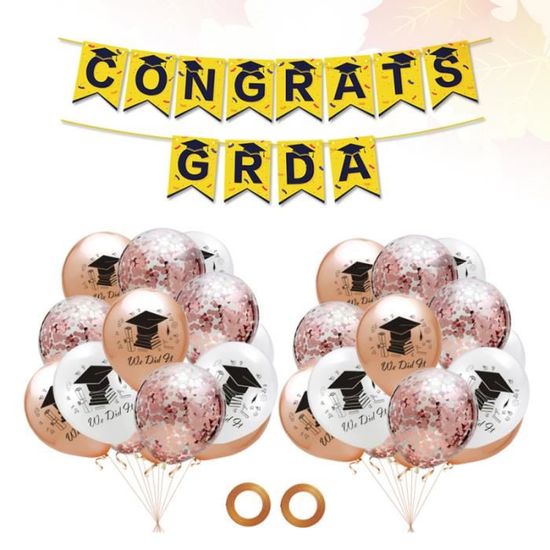 1 Set Graduation Party Decor Ballon imprimé paillettes ballons en latex ...