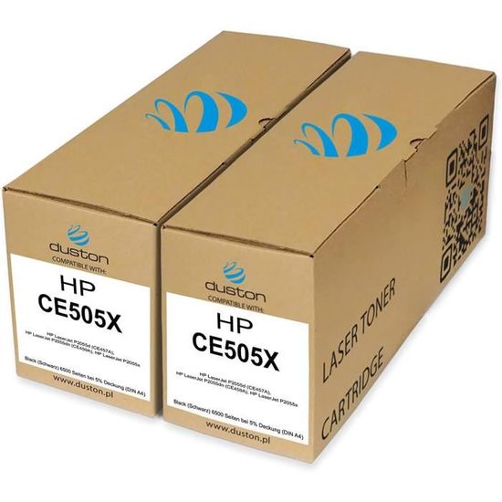 2X Ce505X, 05X Noir Toner Compatible Avec Hp Laserjet P2050 2055D ...