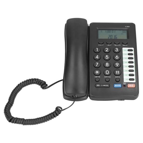 Tbest Téléphone filaire C199 Téléphone fixe de bureau filaire pour la ...