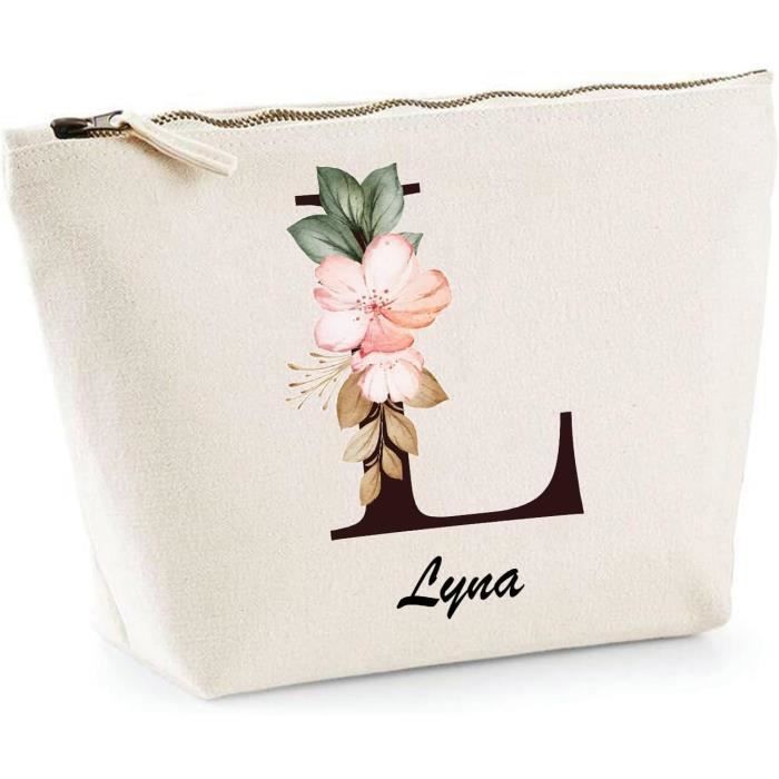 Trousse Lyna Lettre Fleur | Pochette Toilette Maquillage Idée Sac ...