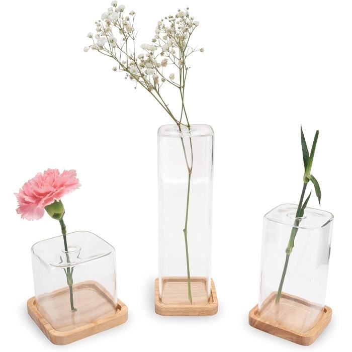 Ensemble De 3 Vases Cube Décoratifs En Verre, Design Carré Minimaliste ...