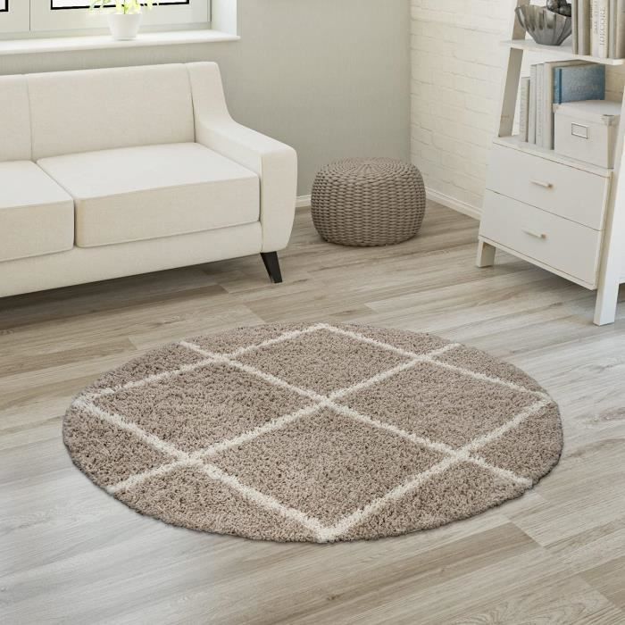 Tapis À Poils Longs, Shaggy Doux Salon Style Scandinave Avec Motif Losanges, Dimension:200 Cm ...