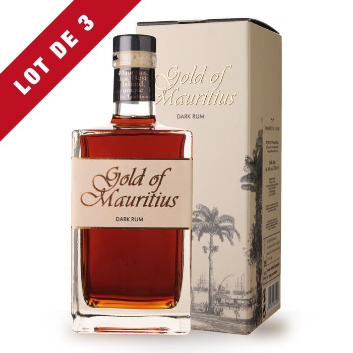 Lot de 3 - Rhum Gold of Mauritius Dark Rum 70cl - Etui - La cave Cdiscount
