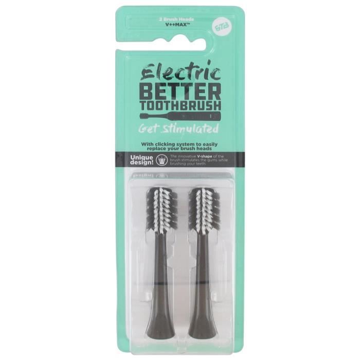 Better Toothbrush Electric V++ Max 2 Têtes de Rechange (Couleur : Noir ...