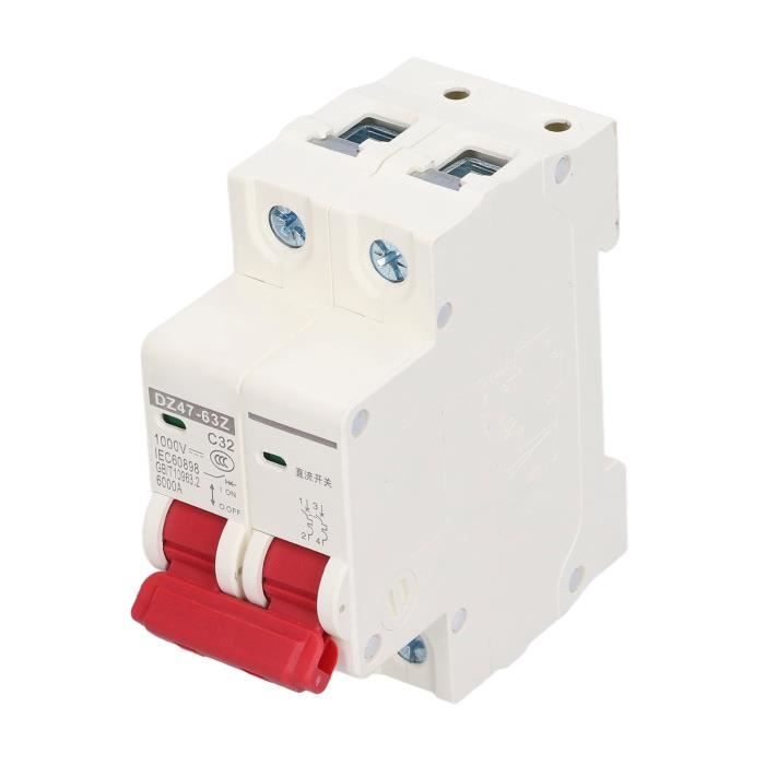 Disjoncteur DC miniature Mini Disjoncteur, 2P 1000V 32A Système Solaire PV Interrupteur de ...