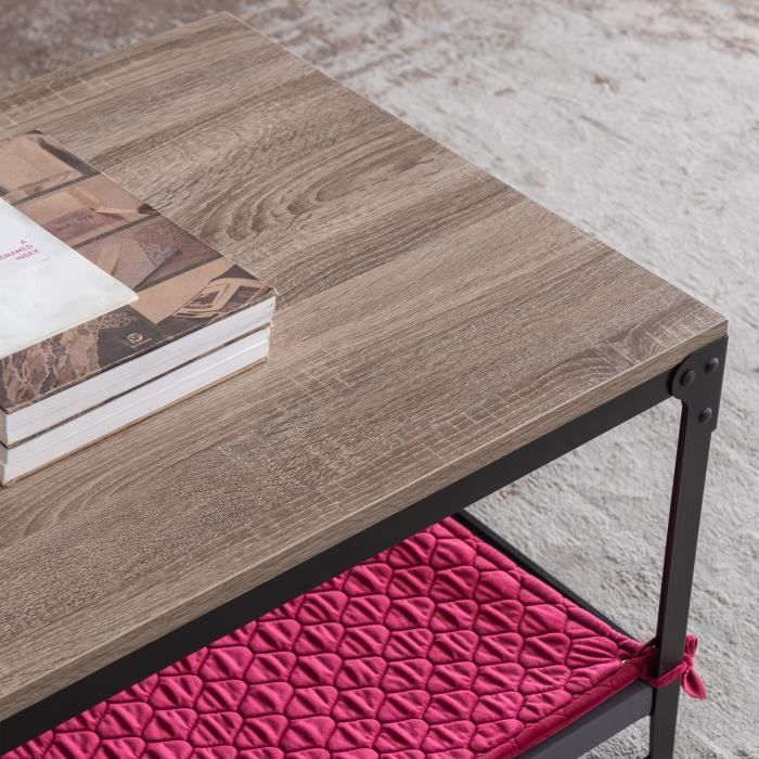 VAG Table basse avec lit d'animaux, Cadre en métal noir avec haut en ...