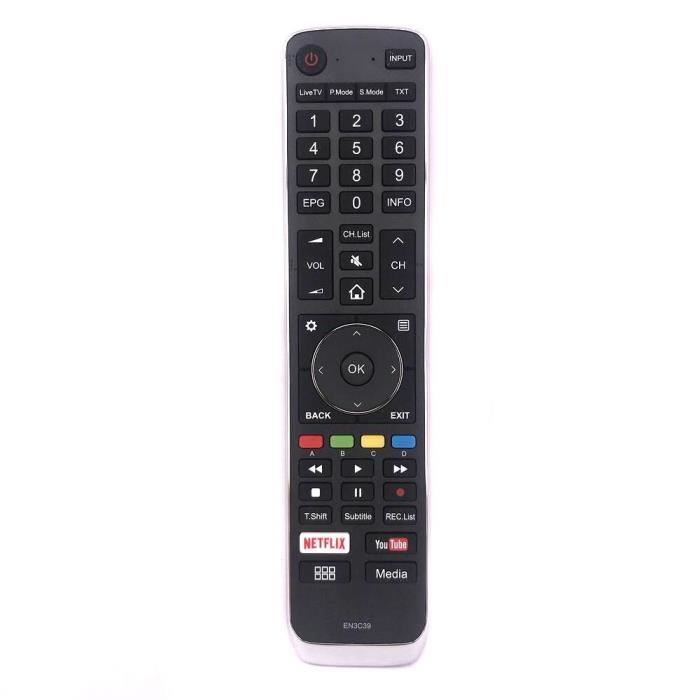 New -Télécommande pour Smart TV Hisense EN3C39, compatible avec NETFLIX ...