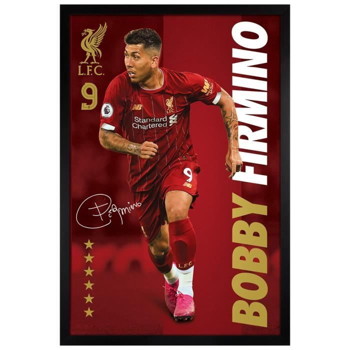 Maxi Poster 61 x 91,5 cm cadre en bois noir Bobby Firmino de Liverpool ...