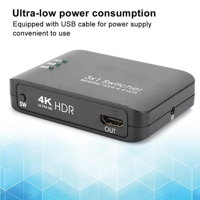 Commutateur Hdmi Sonew Ays 31v20 4k 60hz 3 Ports Télécommande