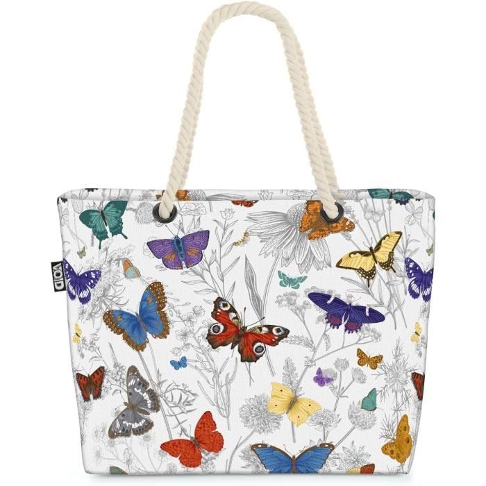 VOID Pré des Papillons Sac de Plage XXL 58x38x16cm 23L provisions Voyage bandoulière Beach Bag ...