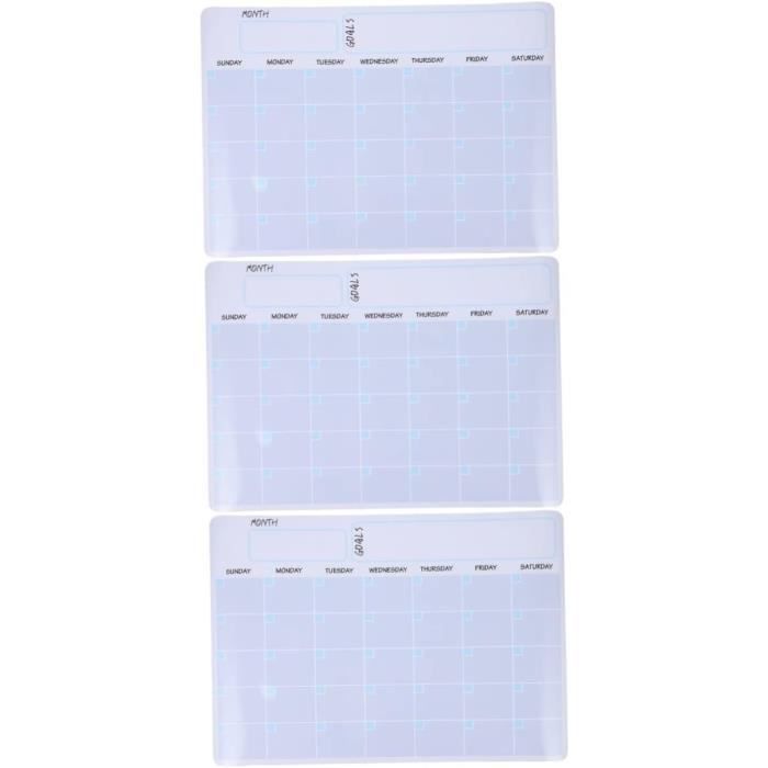 STOBOK 3 Pièces Tableau Calendrier Magnétique Effaçable Tableaux Blancs ...