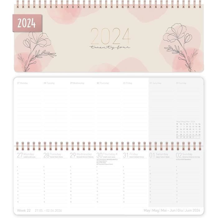 Calendrier hebdomadaire international 2024 au format paysage [Dainty ...