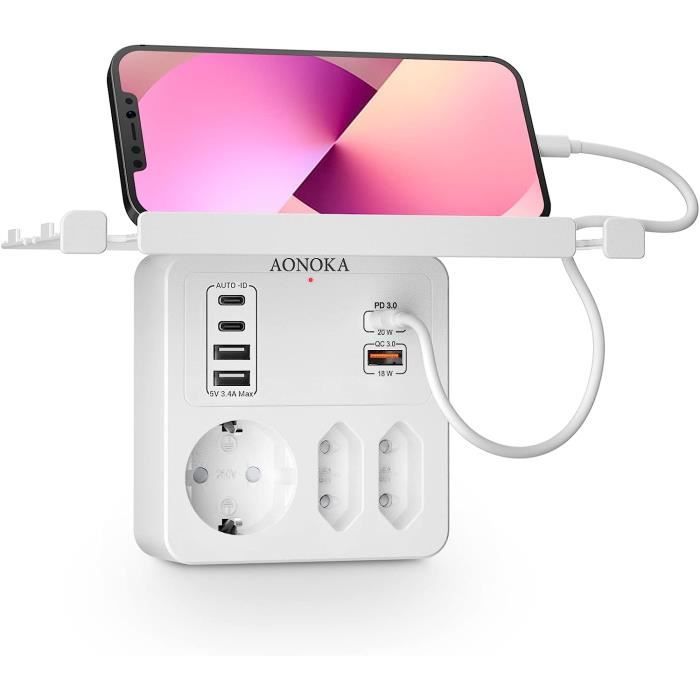 Prise Multiple Usb C Murale,Pd 20W Et Qc 3.0 Charge Rapide Adaptateur ...