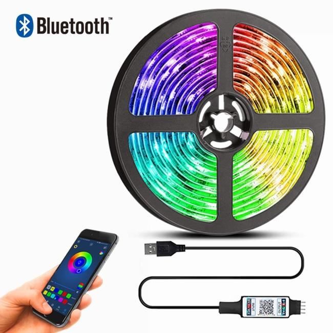 Bluetooth Control 3m Bande lumineuse Led 5050 RGB Bluetooth contrôle ...