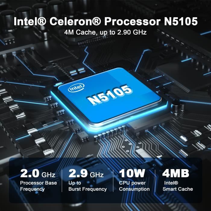 Mini pc GXMO GX55 8+256 avec Intel 11th Gen 4 Cores Windows 11 Pro 4K ...