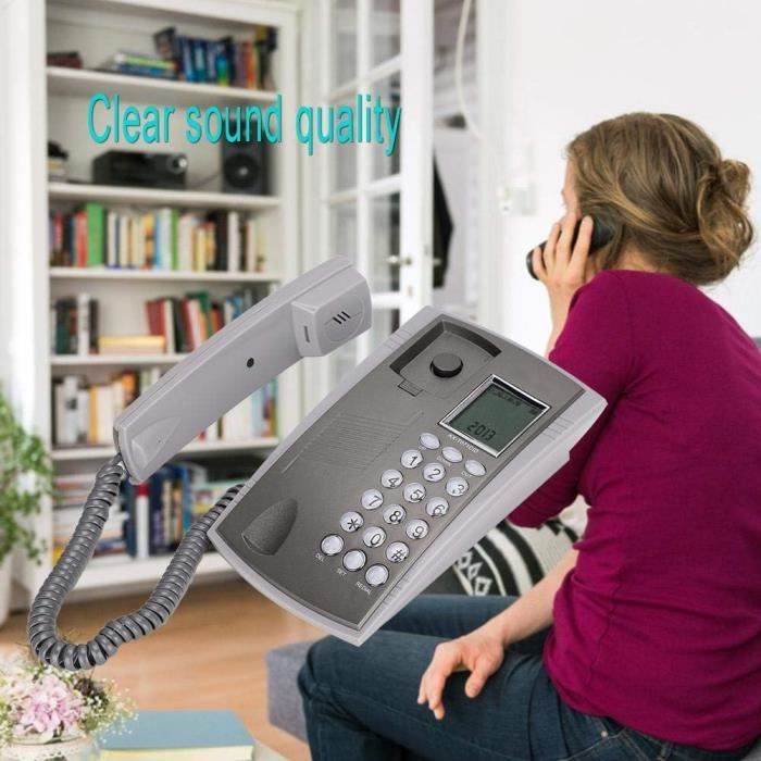 Ehskzjh Téléphone Fixe Filaire, Mural Ou De Table, Bureau Téléphone Fixe Dtmf-Fsk Avec Numéro D ...