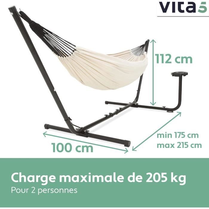 VITA5 Hamac sur Pied Exterieur avec Table d Appoint intégrée - Hamacs 2 ...