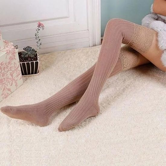 Femmes chaussettes bas chaud cuisse haute sur le genou chaussettes ...