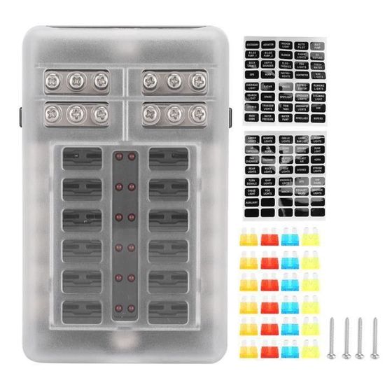 OK10223-Sonew boîte à fusibles 12 voies 24 pièces fusible de lame 1 en ...