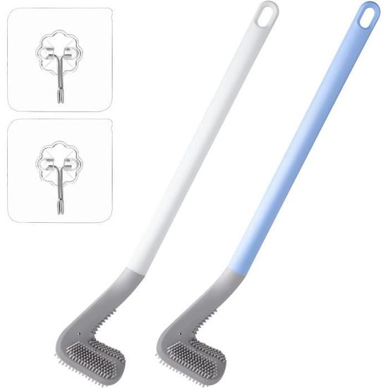 Lot De 2 Brosses De Toilette En Silicone À Long Manche - Pour Coins Et Crevasses[M2493 ...