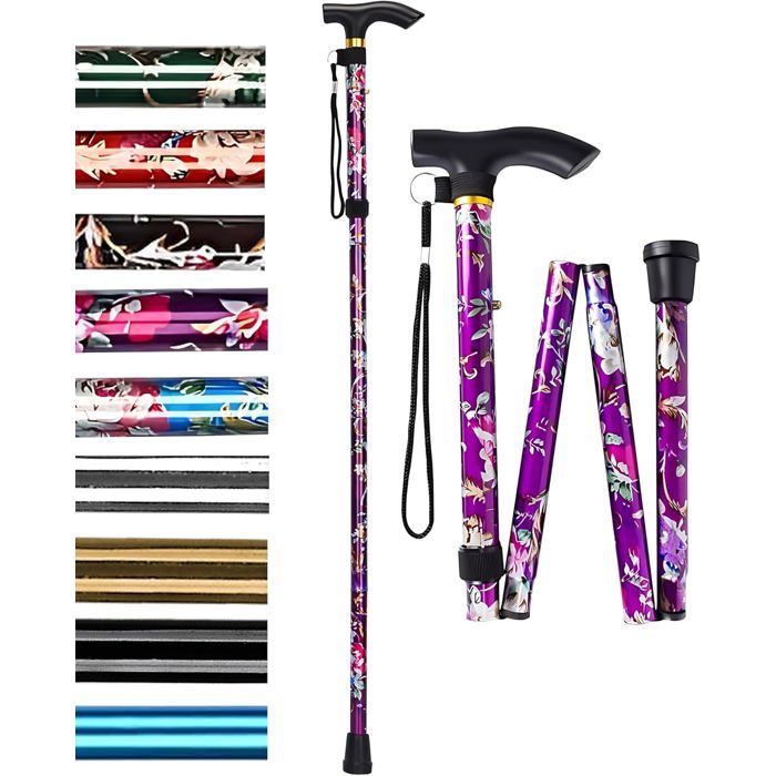 Canne de marche, canne pliable pour femme, canne pliable réglable pour ...