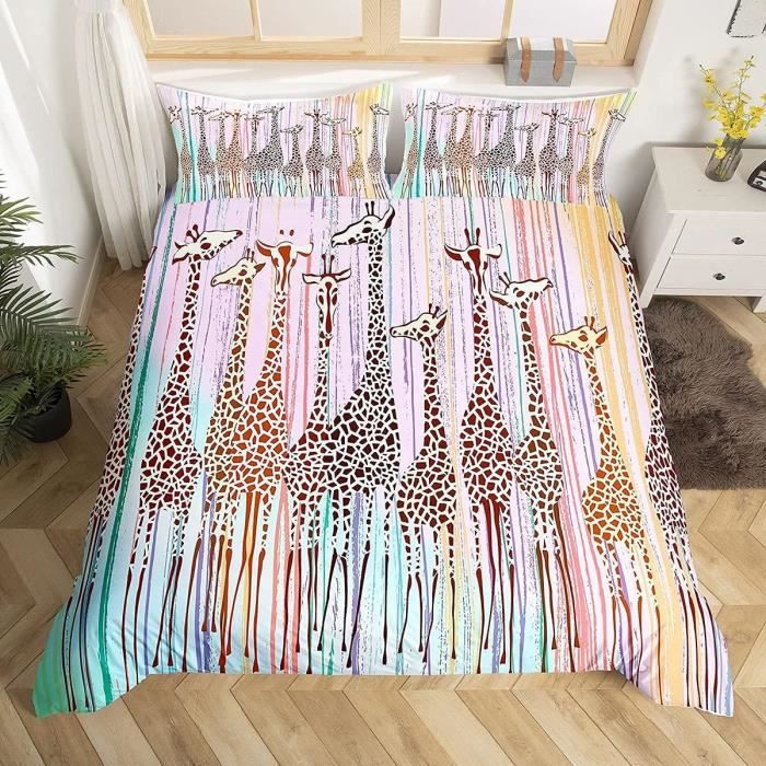 3 Pièces Avec Housse De Couette Double Girafe 3D[J2801] - Cdiscount Maison