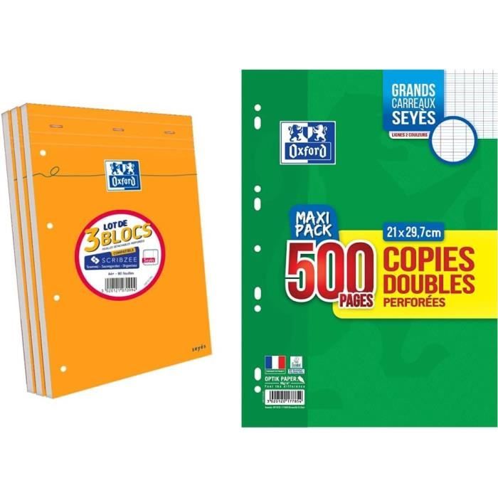 Lot De 3 Bloc-Notes Agrafés Format A4+ (21X31,5Cm) 160 Pages Grands ...
