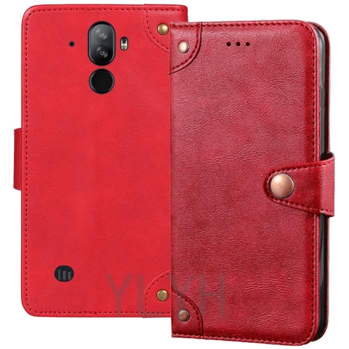 YLYH Rouge Magnétique Cuir Housse Flip TPU Silicone Case Pour Doogee ...