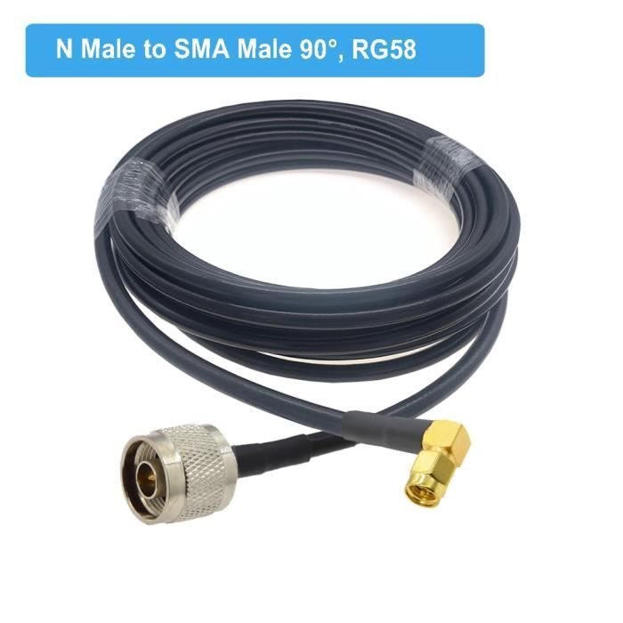 N mâle à SMA M90 - 50 cm - Adaptateur Rf Rg58 Type N Mâle-femelle Vers Sma Mâle, Câble Coaxial ...