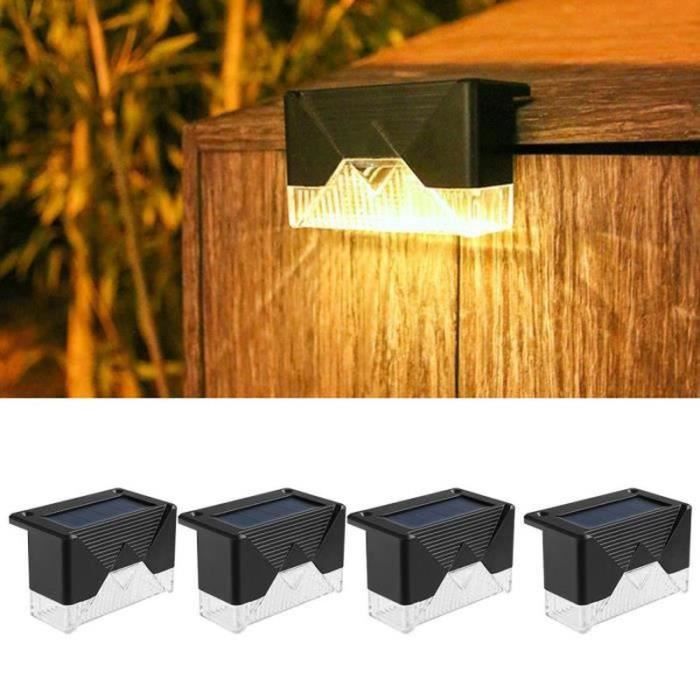 4 Pack Lumières solaire de clôture Lampe Solaire Extérieur escalier clôture terrasses décoration ...