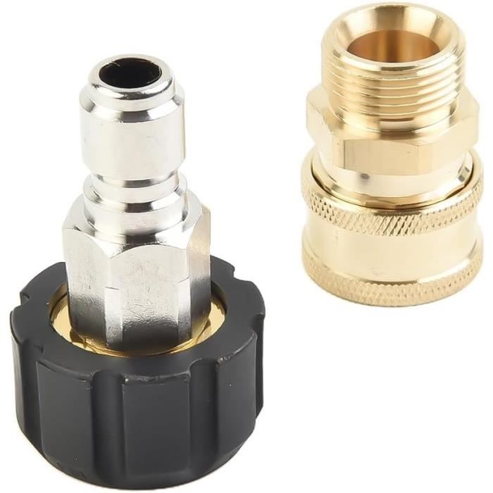 Lot de 2 coupleurs de nettoyeur haute pression M22 14 mm vers 6,35 mm, ensemble d'adaptateurs ...