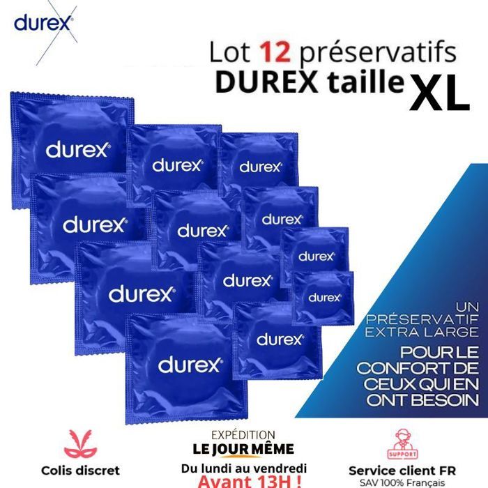 12 Préservatifs Durex XL Naturel pour Homme Lot capotes pour hommes ...