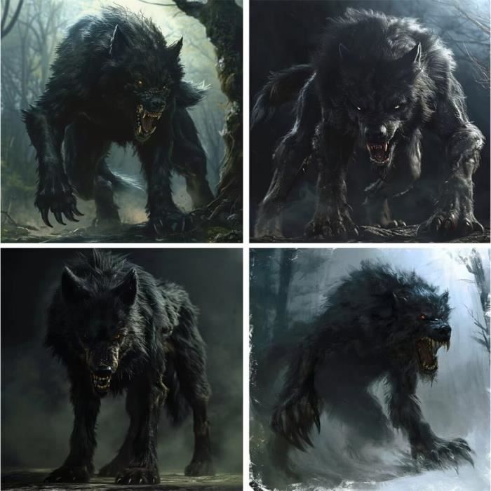 Diamond Painting Loup Garou, 4 Pack Diy 5D Broderie Diamant Kit Complet ...