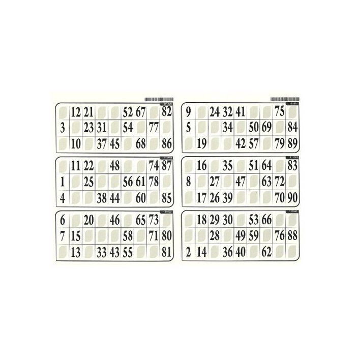 6 cartons Loto Bingo sur 1 planche format 29x20cm - epais 1 mm, couleur ...