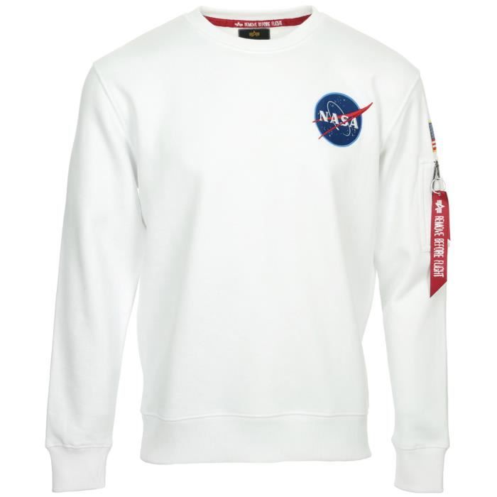 Sweat - Alpha Industries - NASA Space Shuttle Sweater Blanc - Cdiscount ...