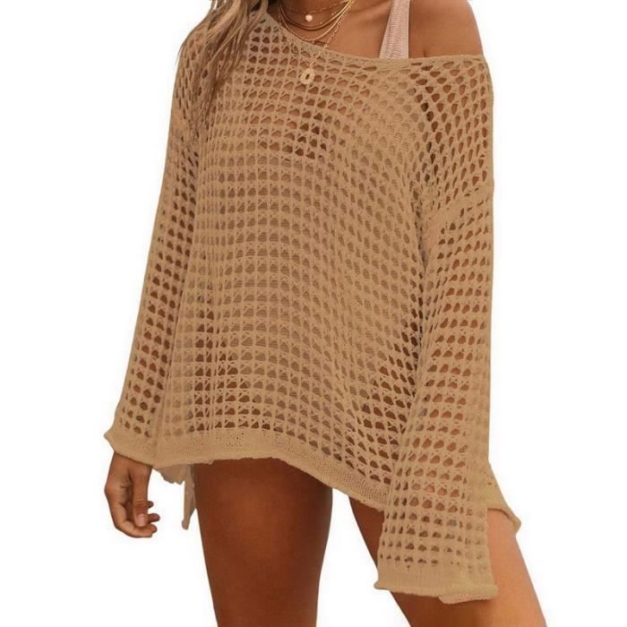 Cache maillot de bain - Femme - Crochet - Ajouré - Khaki - Été 2023 ...