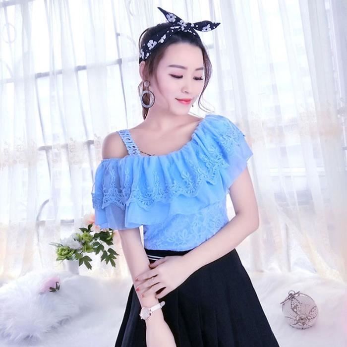 Chemise,Chemisier en dentelle florale à volants pour femmes,chemise ...