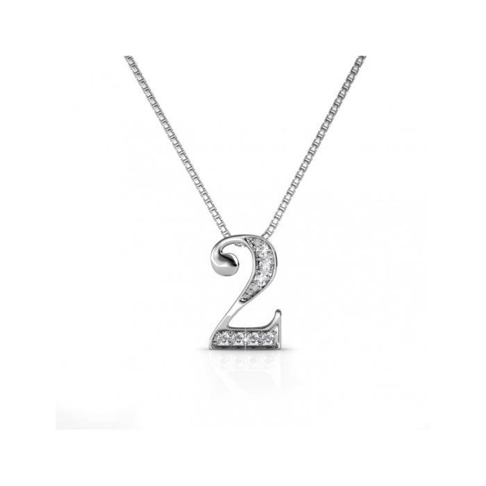 MYC Paris - Pendentif Number 2 - Argenté et Cristal - Plaqué Rhodium ...