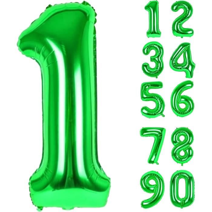 Ballon Chiffre Anniversaire 1 Vert,Numéro 1 Feuille Géante Hélium ...