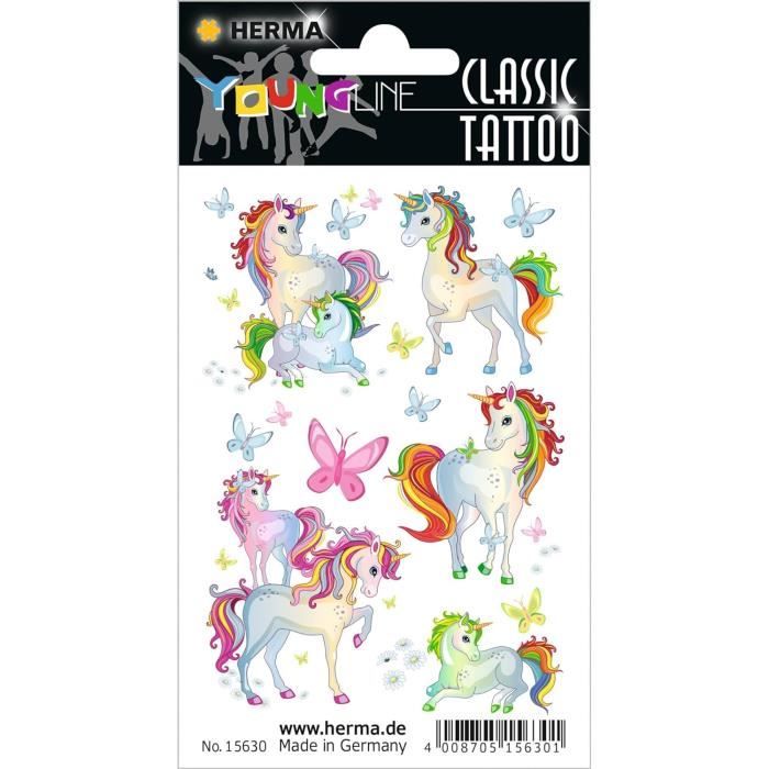 15630 Sticker Temporaire Tatouage Enfant Licorne (13 Autocollants,Film ...